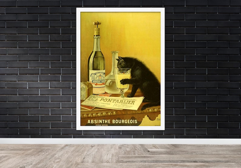 Fine Art Photo of Artwork Black Cat by Absinthe Bourgeois Framed or ...
