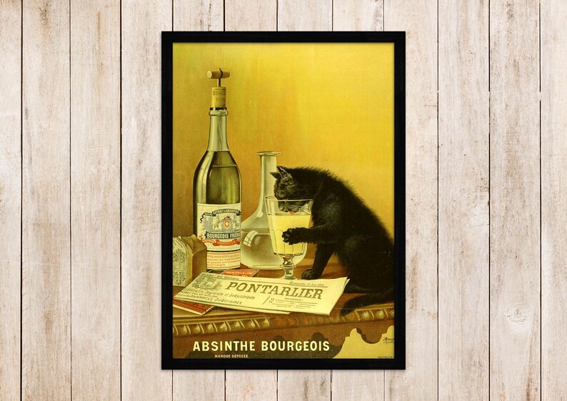 Fine Art Photo of Artwork Black Cat by Absinthe Bourgeois Framed or ...