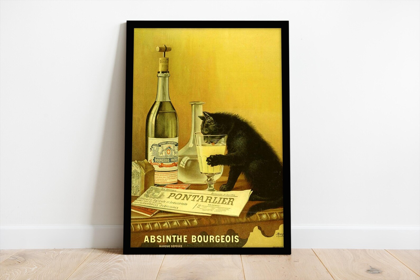 Fine Art Photo of Artwork Black Cat by Absinthe Bourgeois Framed or ...