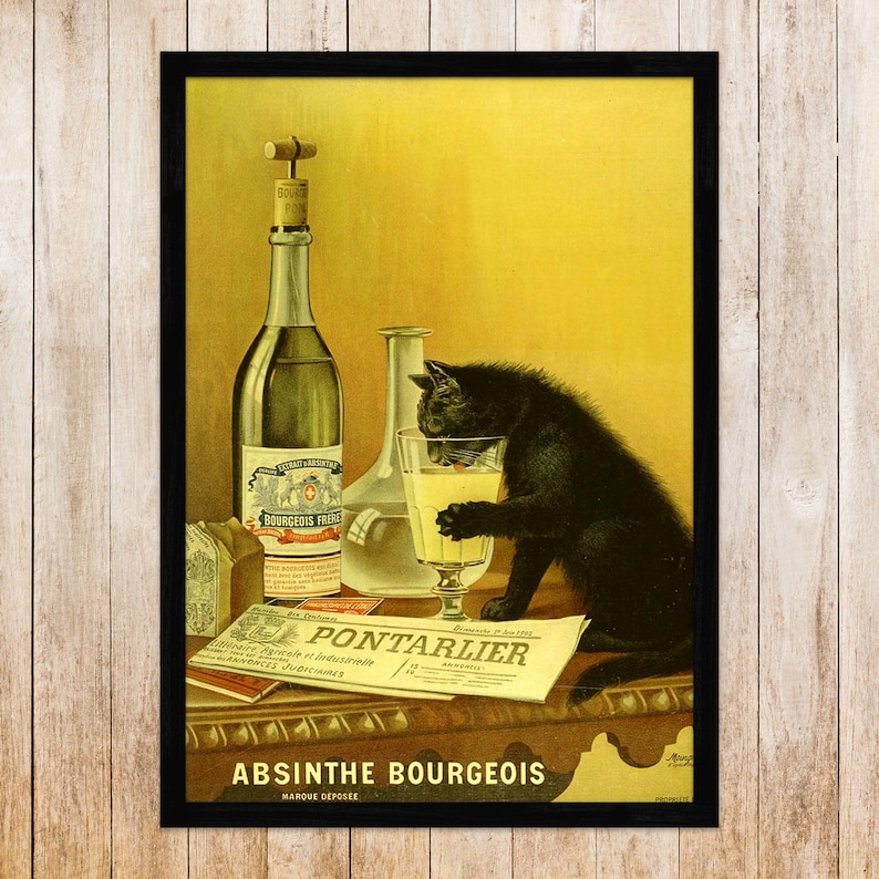 Fine Art Photo of Artwork Black Cat by Absinthe Bourgeois Framed or ...
