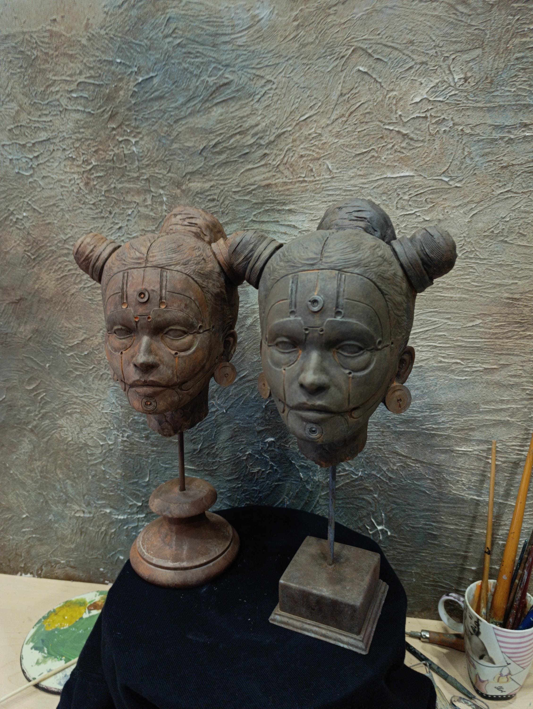 Rustic Steampunk Female Bust, Robotic Sculpture - Etsy