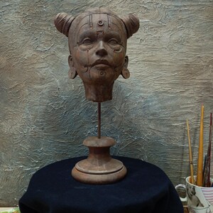 Rustic Steampunk Female Bust, Robotic Sculpture - Etsy