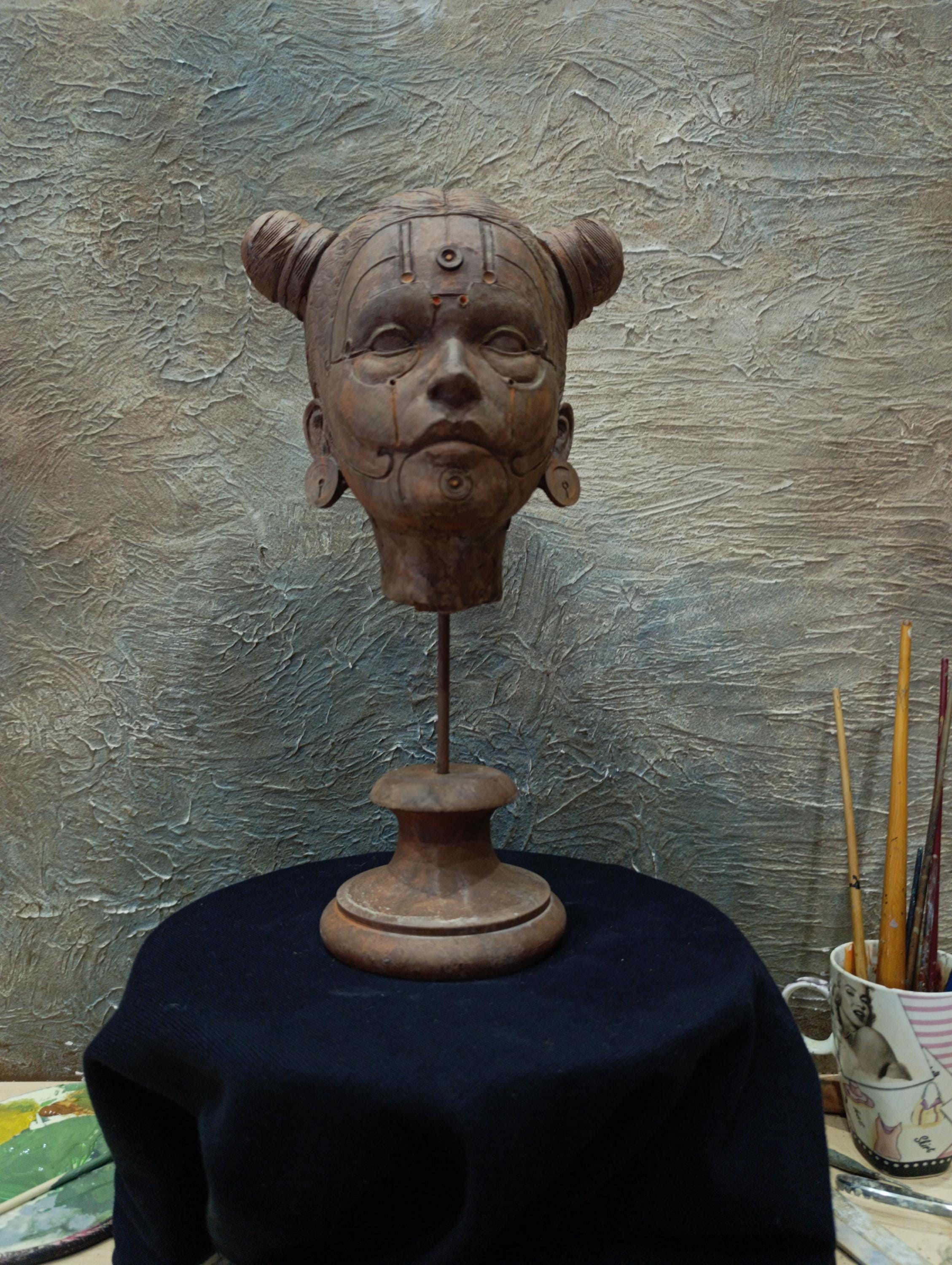 Rustic Steampunk Female Bust, Robotic Sculpture - Etsy