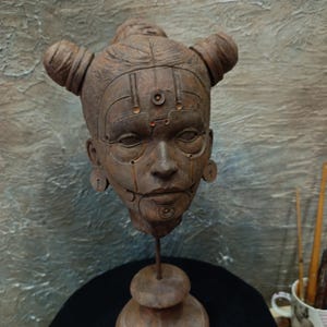 Rustic Steampunk Female Bust, Robotic Sculpture - Etsy