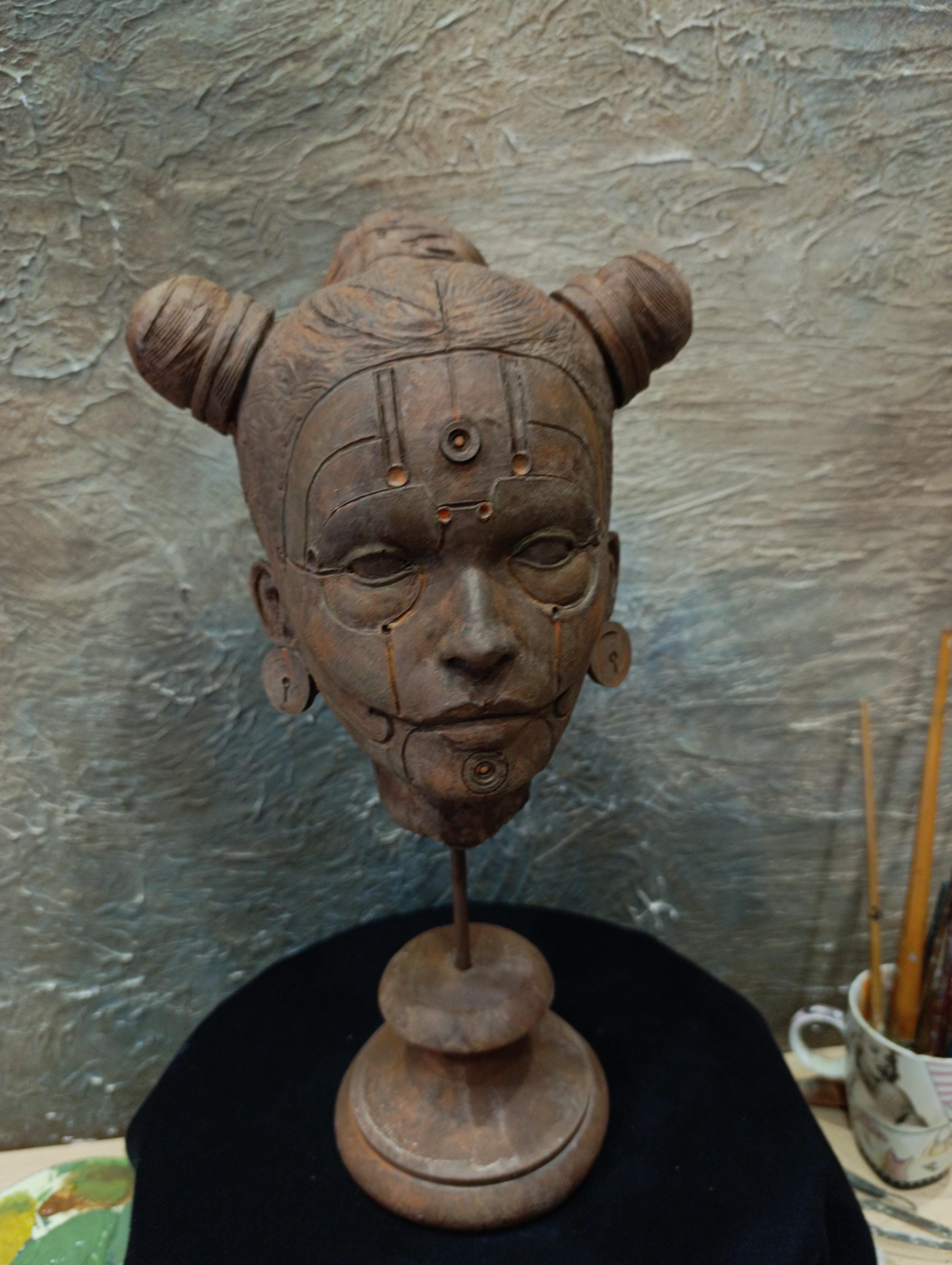 Rustic Steampunk Female Bust, Robotic Sculpture - Etsy