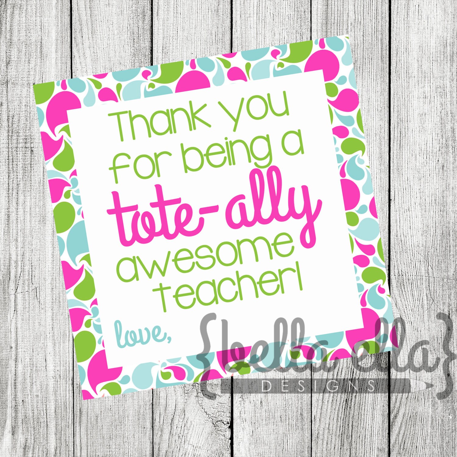 Tote Teacher Gift Tag End of Year Gift - Etsy