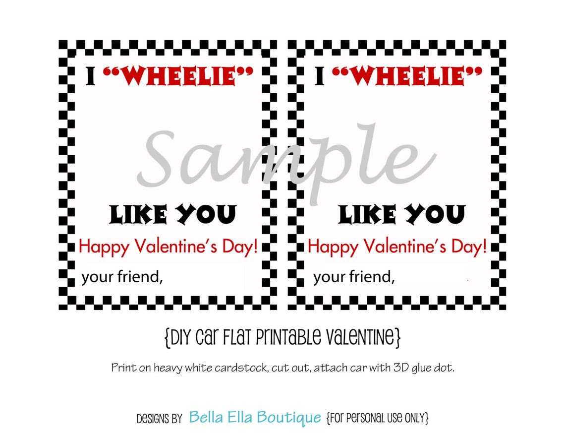 Instant Download-boy Car Valentine's Card I Wheelie Like You Happy ...