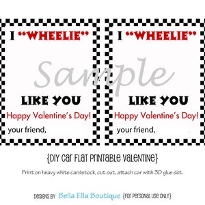 Instant Download-boy Car Valentine's Card I Wheelie Like You Happy ...
