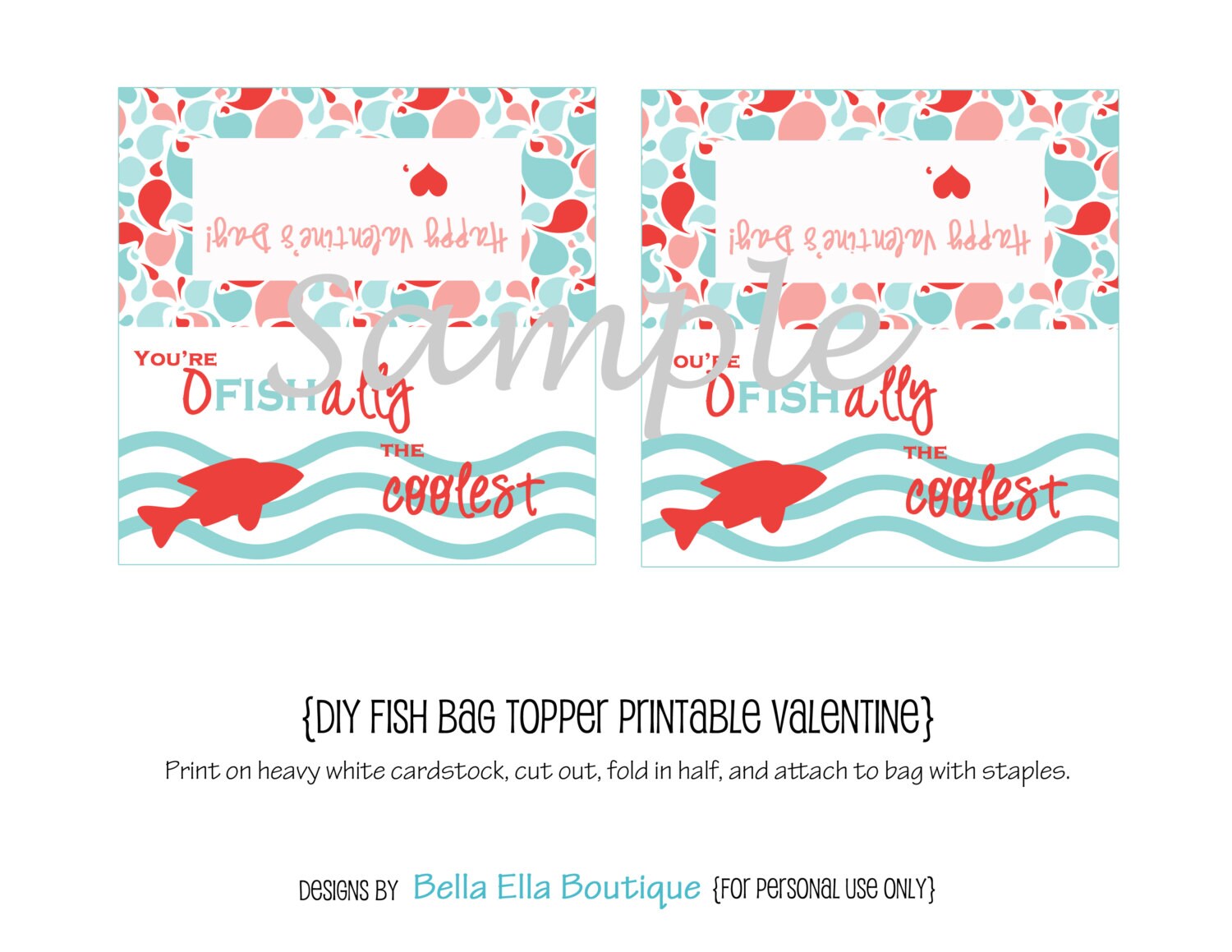 Instant Download-boy Girl Fish Valentine Bag Topper You Are | Etsy