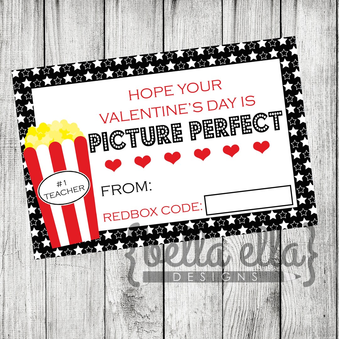Teacher Valentine's Printable Picture Perfect Movie Card - Etsy