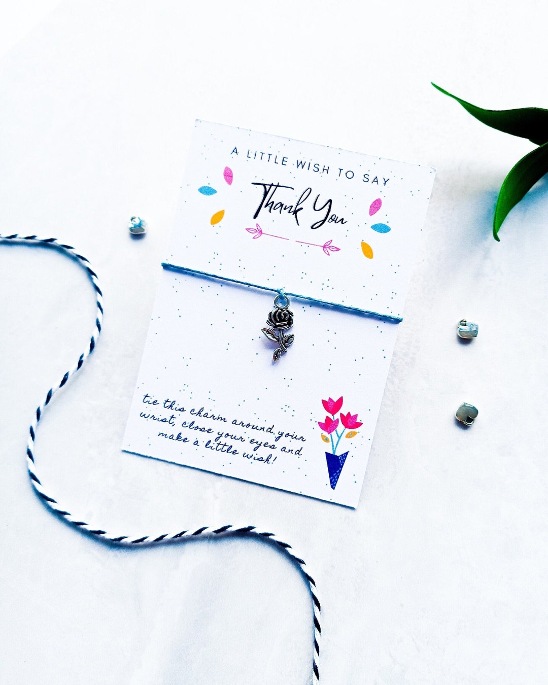 Thank You Wish Bracelet, Thank You Charm Bracelet, Thank You Gift Idea ...