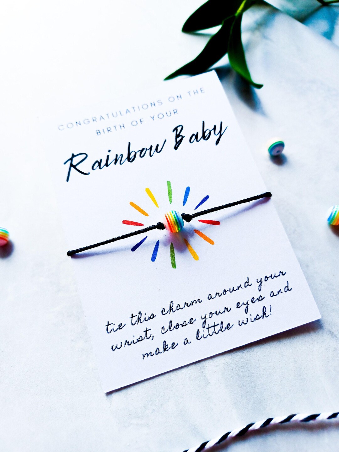 Rainbow Baby Wish Bracelet, Congratulations Charm Bracelet, Rainbow ...
