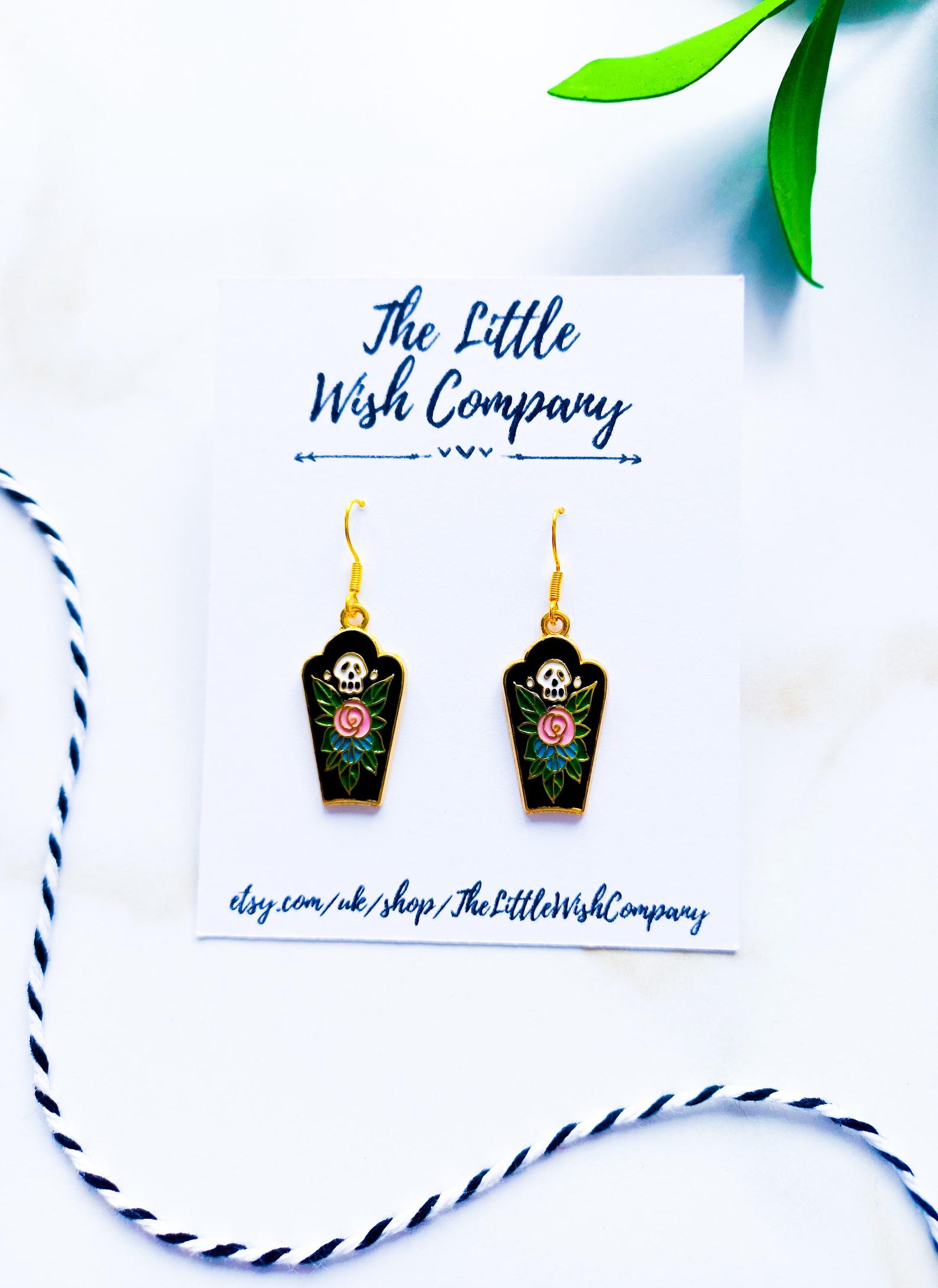 Halloween Coffin Skeleton Enamelled Dangle Earrings, Novelty Gothic ...
