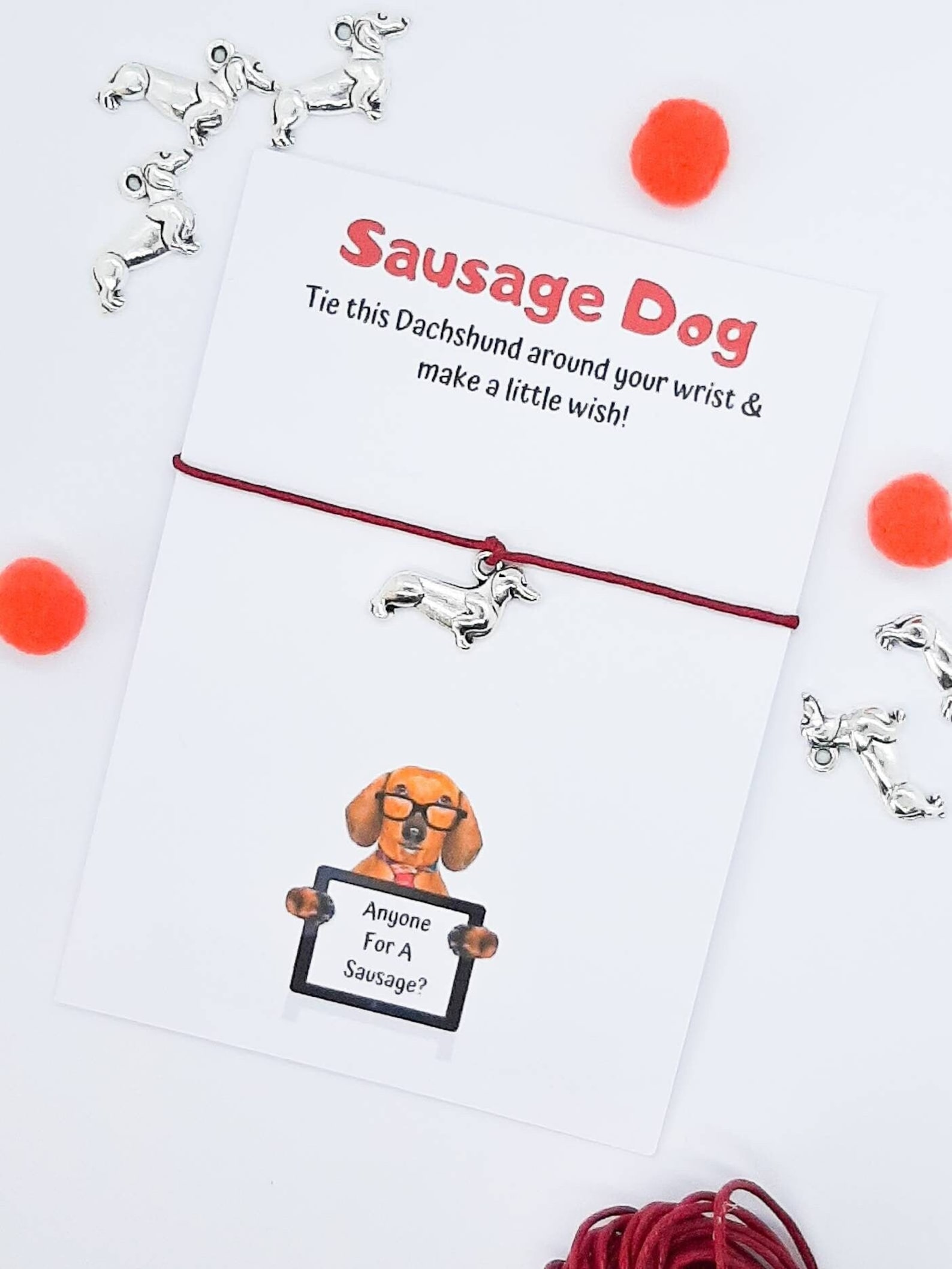 Sausage Dog Wish Bracelet, Make A Wish Bracelet, Dachshund Charm ...