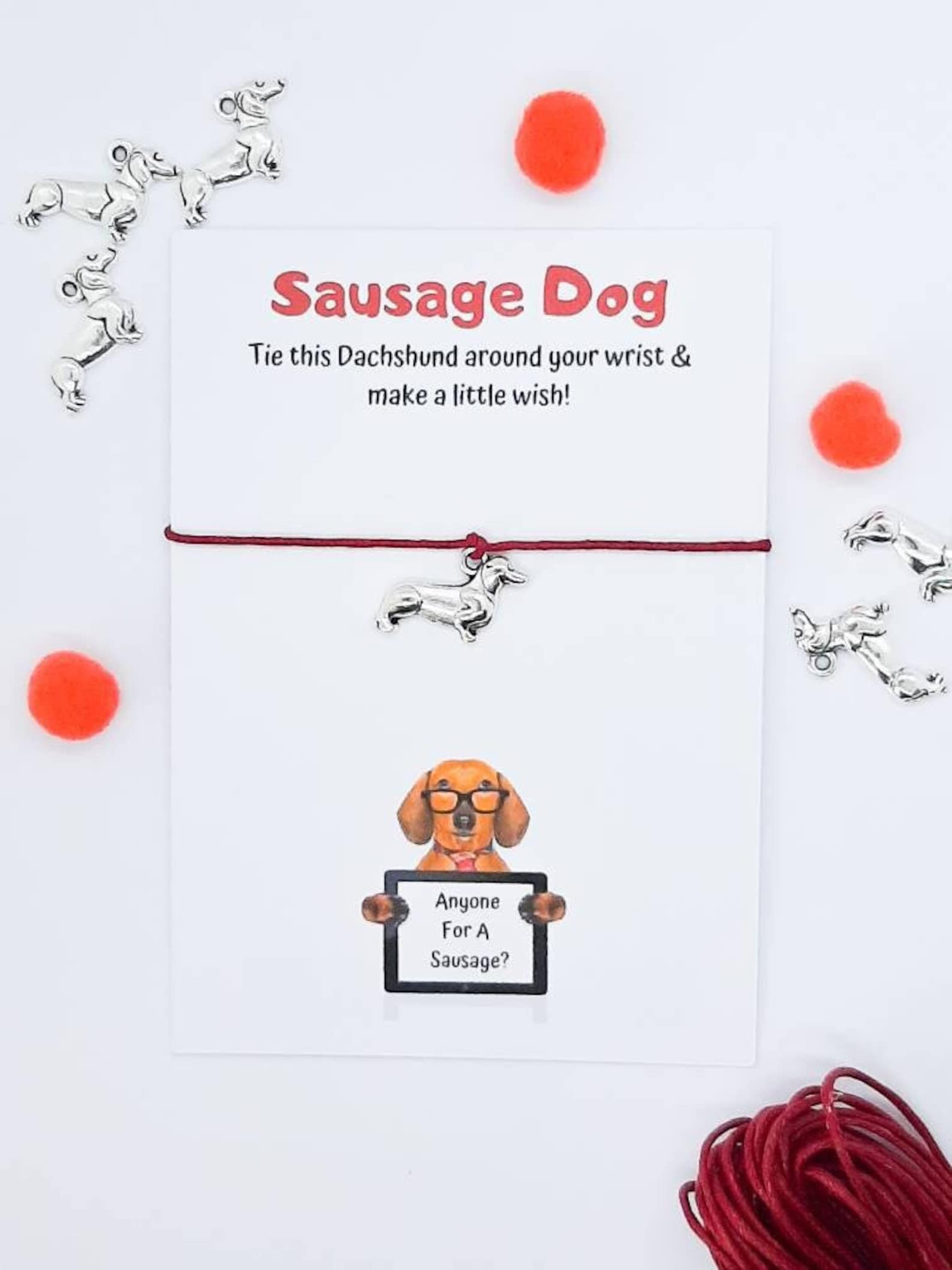 Sausage Dog Wish Bracelet, Make A Wish Bracelet, Dachshund Charm ...