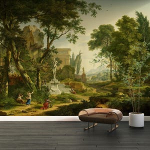 Classical Garden Landscape Wallpaper: Elegant Nature Scene (peel and ...