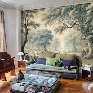 Landscape Wallpaper-vintage Forest-themed Living Room Decoration - Peel ...