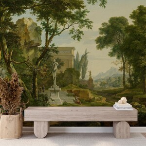 Classical Garden Landscape Wallpaper: Elegant Nature Scene (peel and ...