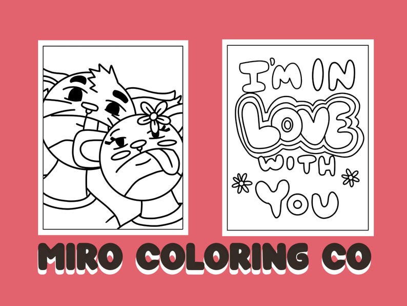 6 Cute Couple Coloring Book Pages for Adults and Teens, Romantic Date ...