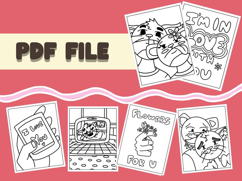 6 Cute Couple Coloring Book Pages for Adults and Teens, Romantic Date ...