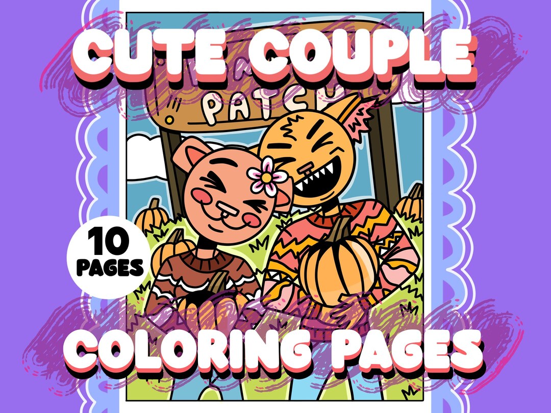 10 Cute Kawaii Couple Coloring Pages for Adults, Date Night Coloring ...