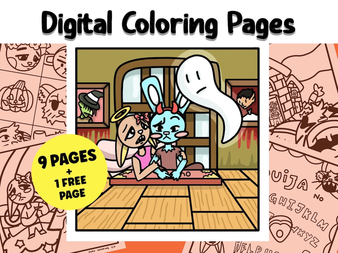 Spooky Halloween Digital Coloring Book Pages for Adults & Teens, Autumn ...