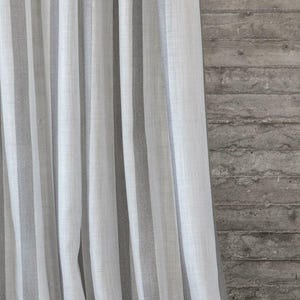 Light Grey Stripes Linen Curtain Fabric | Double Height 310cm - 122 ...