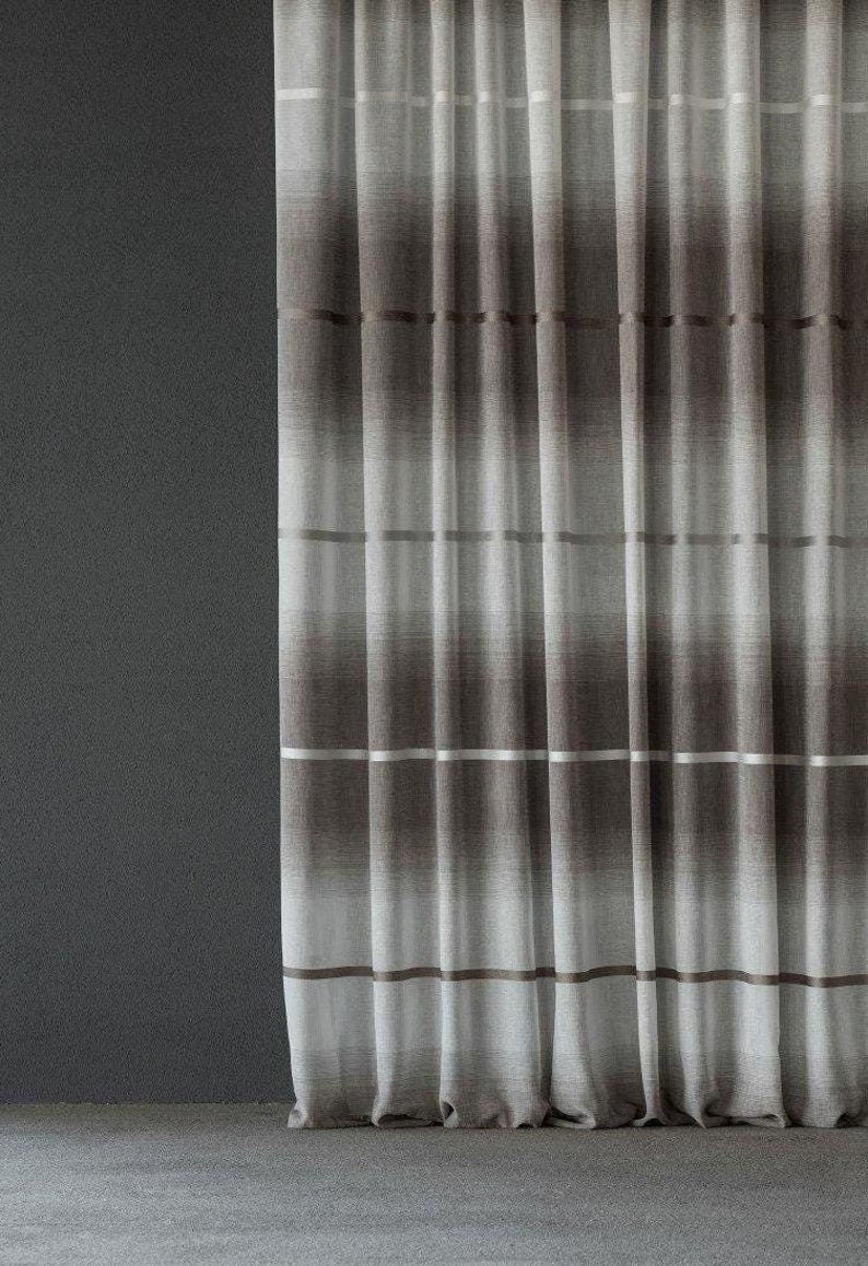 Sheers Stripes Curtain Panel/2 Colors/ Double Height 300cm - 118 ...