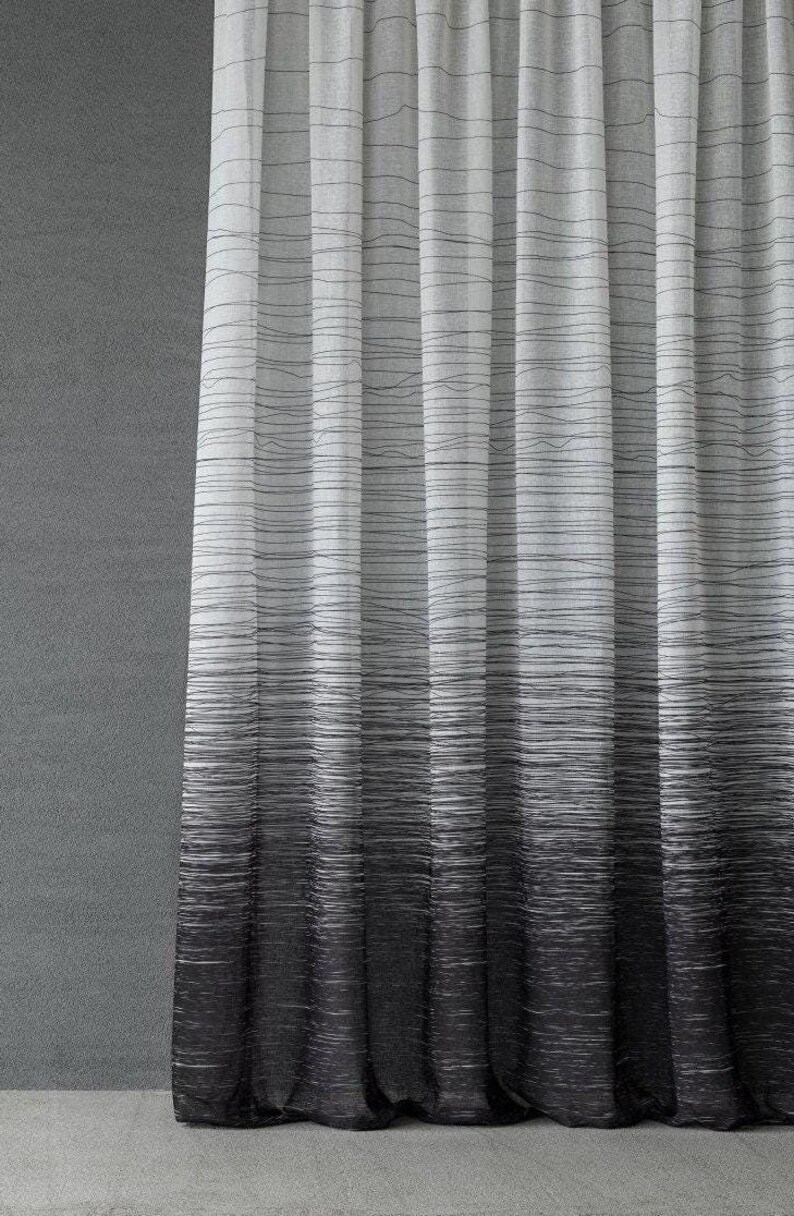Gradient Semi-transparent 3colors Curtain Panel |double Height 300cm ...