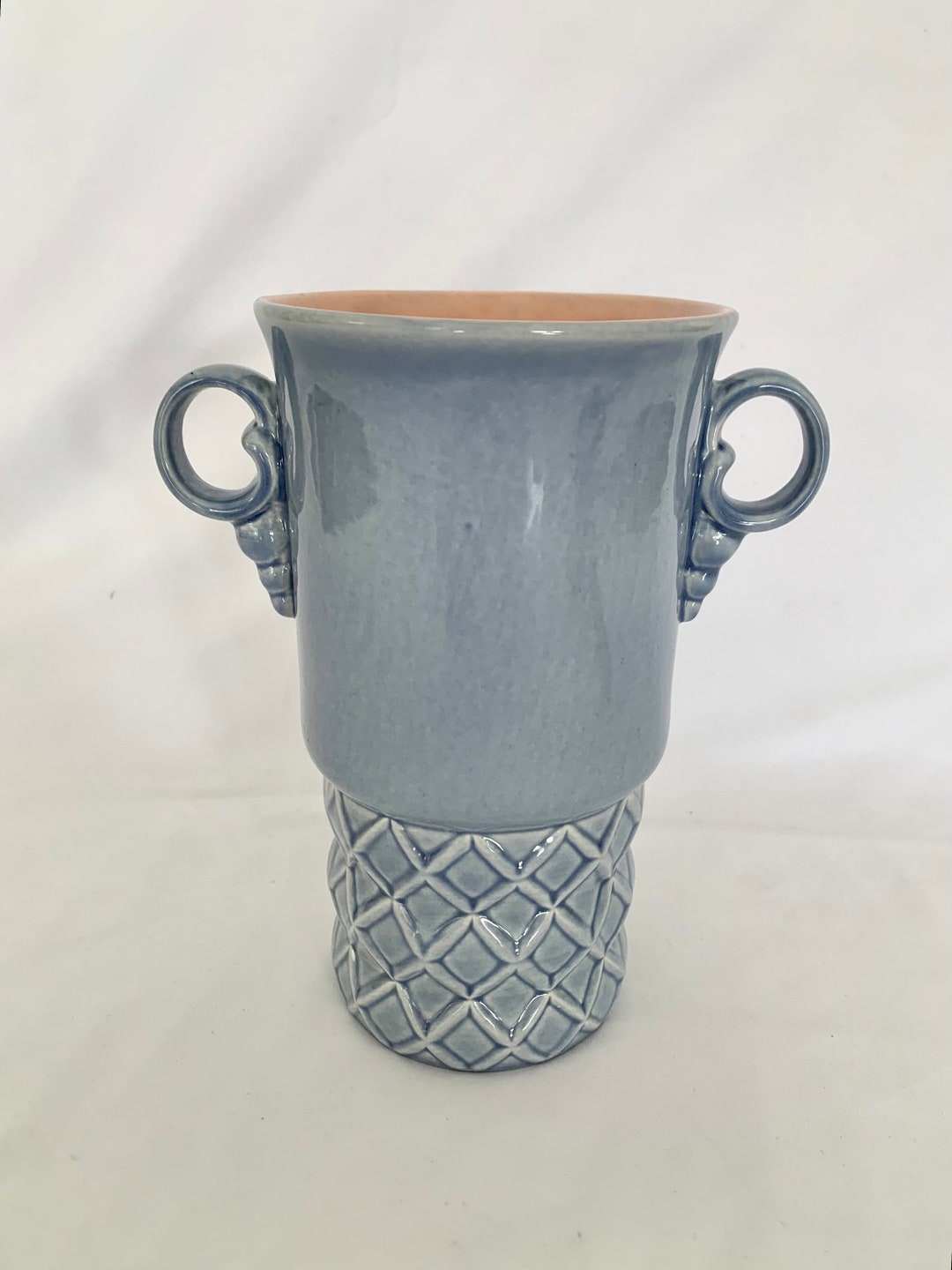 Vintage Red Wing USA Blue Double Handle Quilted Vase #1205 - Etsy