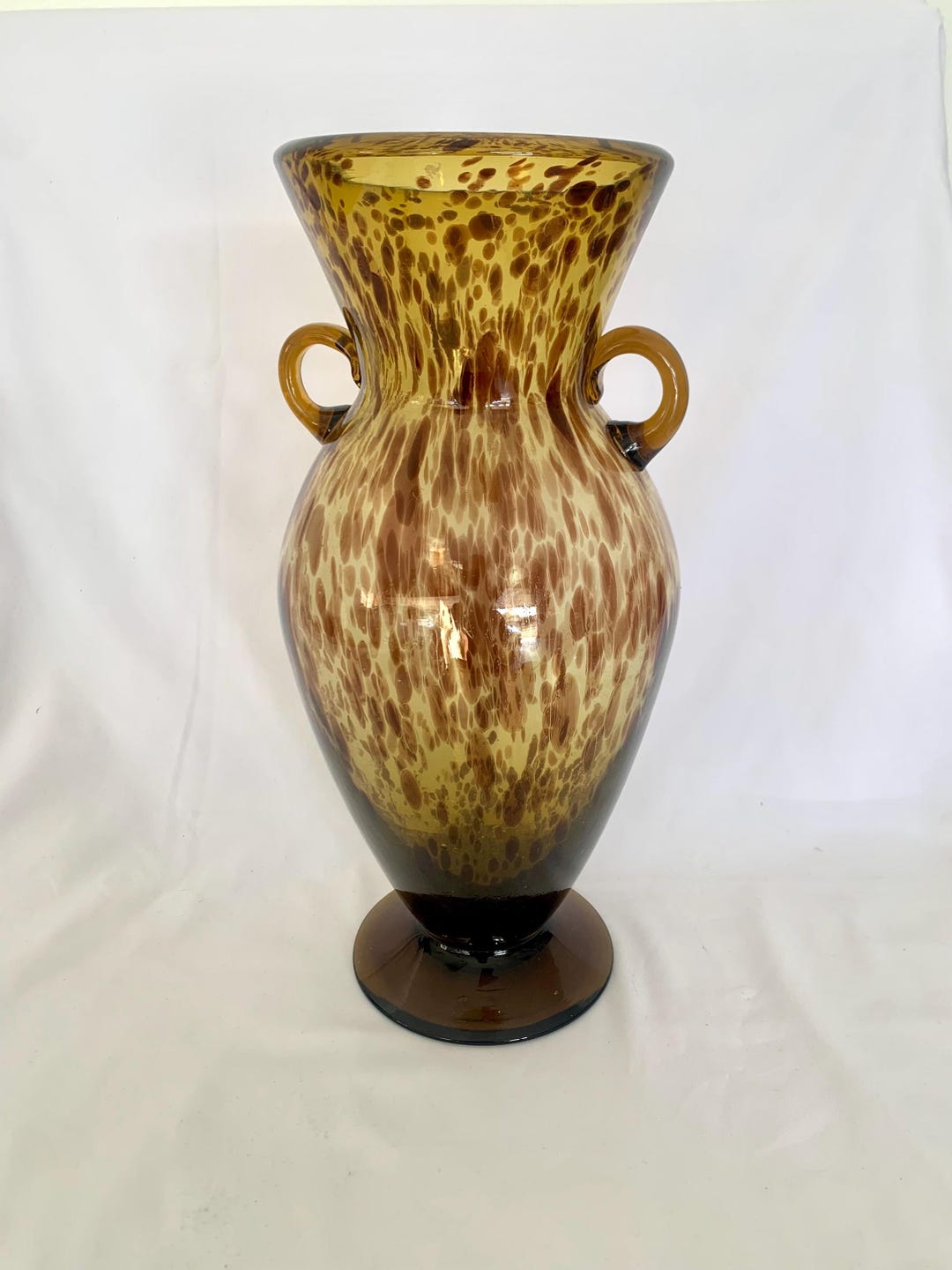 Large 15” Tortoise Shell Blown Glass Vase Amphora Vase - Etsy