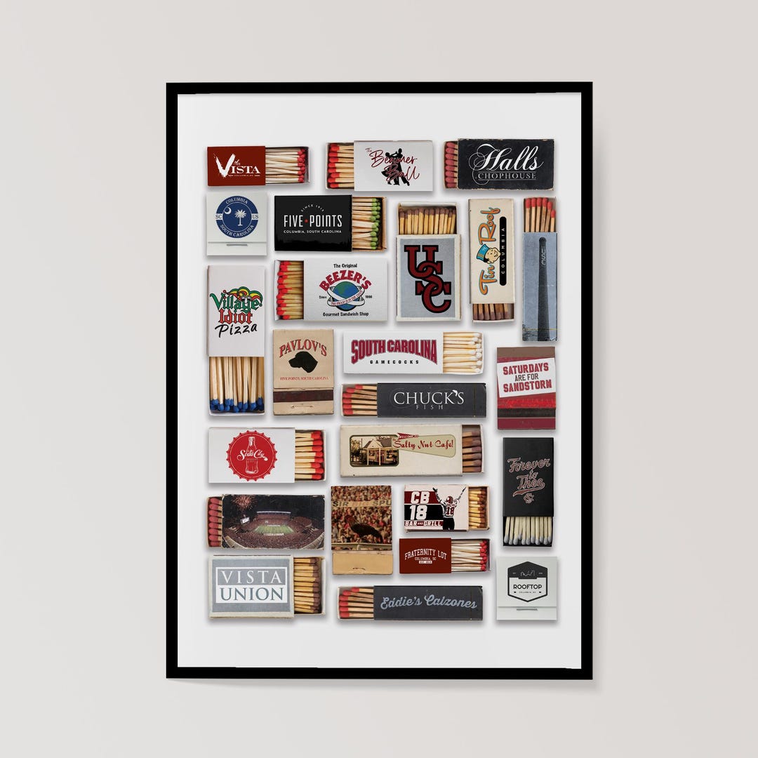 South Carolina Match Boxes Print | Match Box Art | College Print | Wall ...