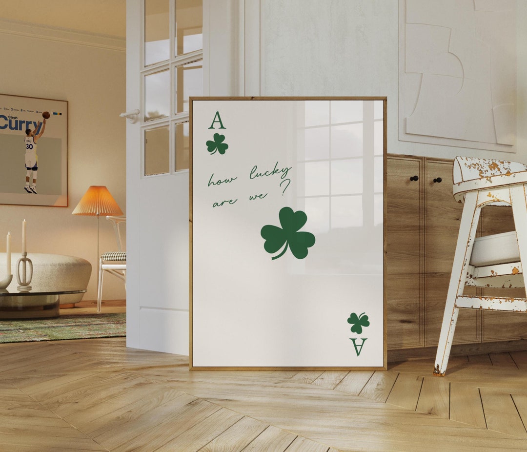 Ace of Clovers Print, Retro Playing Card Wall Art, Inspiring Quote ...