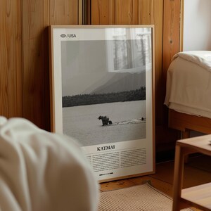 Katmai Print Black and White, National Park Poster, Alaska Wall Art ...
