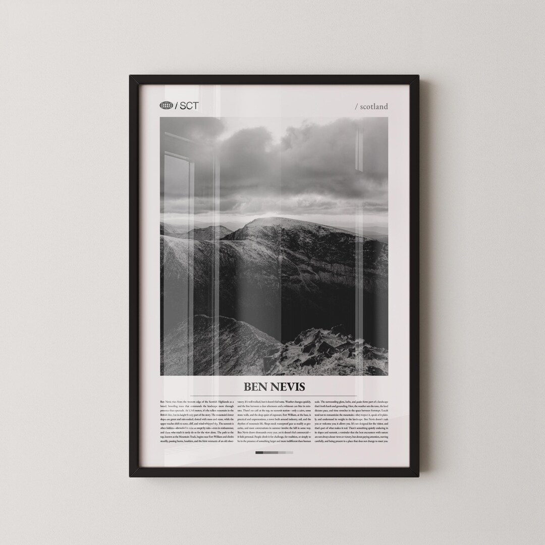 Ben Nevis Print Black and White, Real Photo, Scotland Travel Gift ...