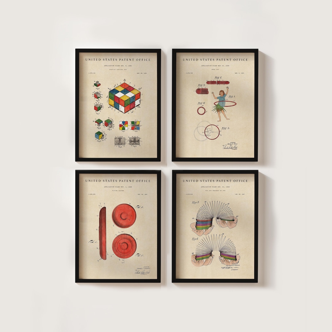 The Iconic Toy Patent Print Bundle (set of 4), Unique Vintage Gift ...