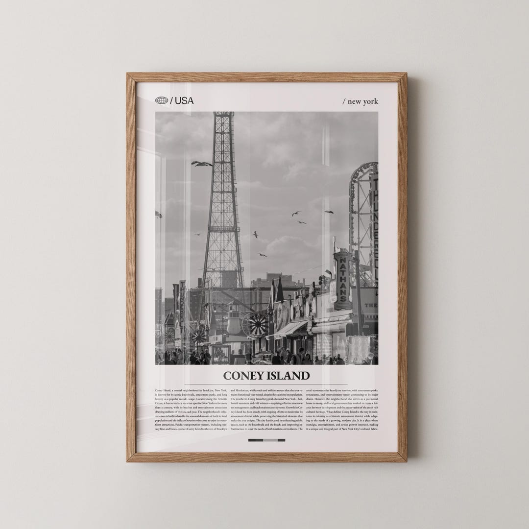 Coney Island Print Black and White, Real Photo, New York Travel Gift ...