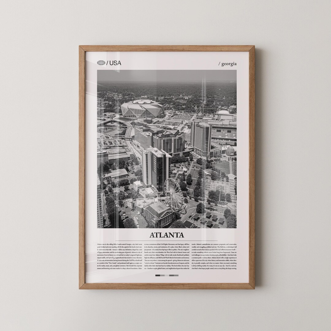 Atlanta Print Black and White, Real Photo, Georgia Travel Gift, USA ...