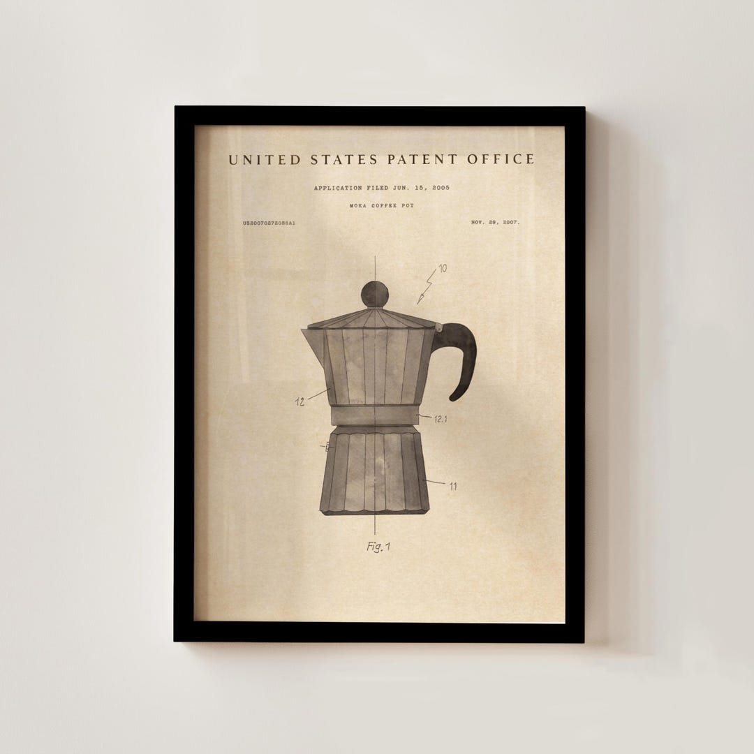 Coffee Cafetiere Patent Print, Unique Vintage Gift, Hand-painted ...