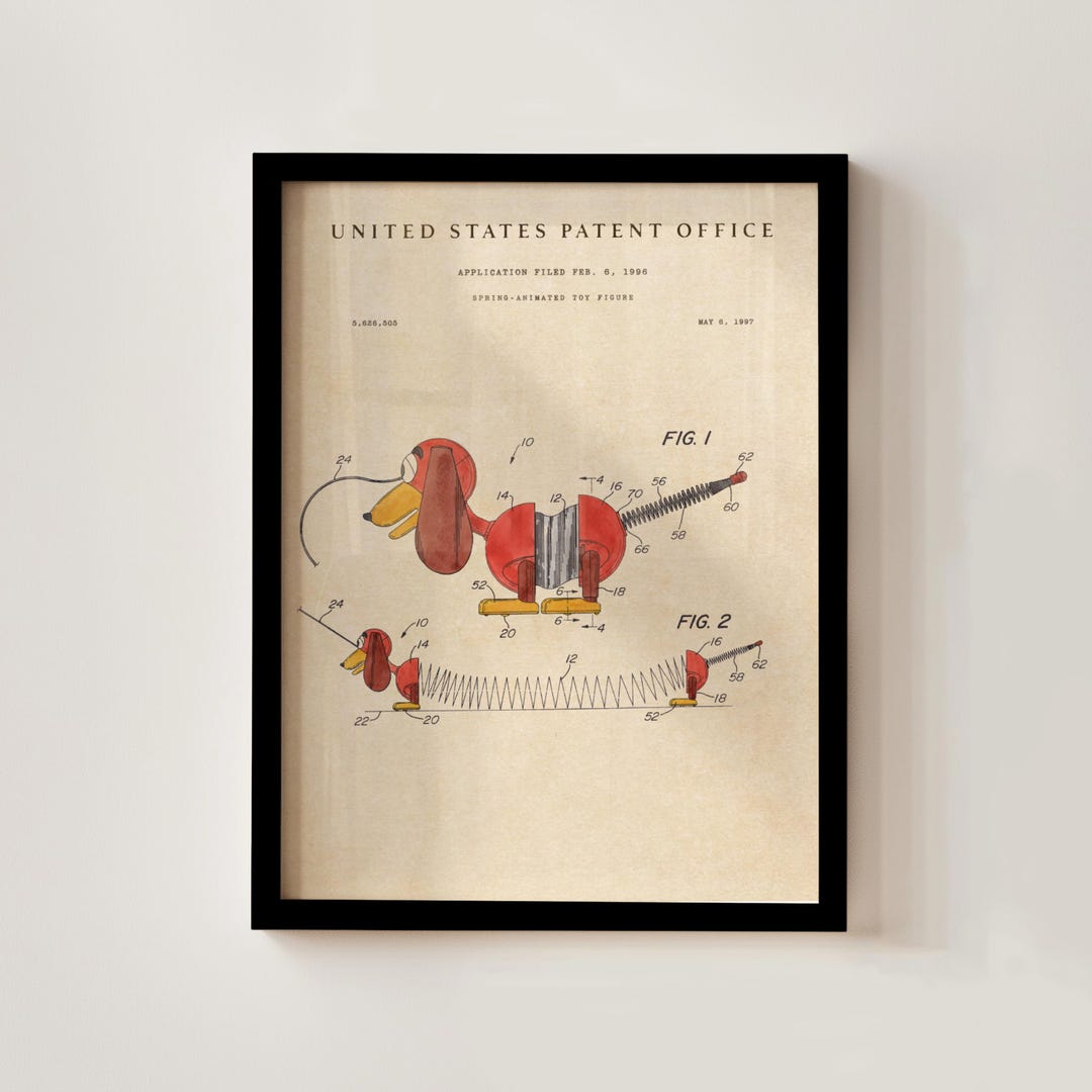 Coil Dog Toy Patent Print, Unique Vintage Gift, Hand-painted Watercolor ...