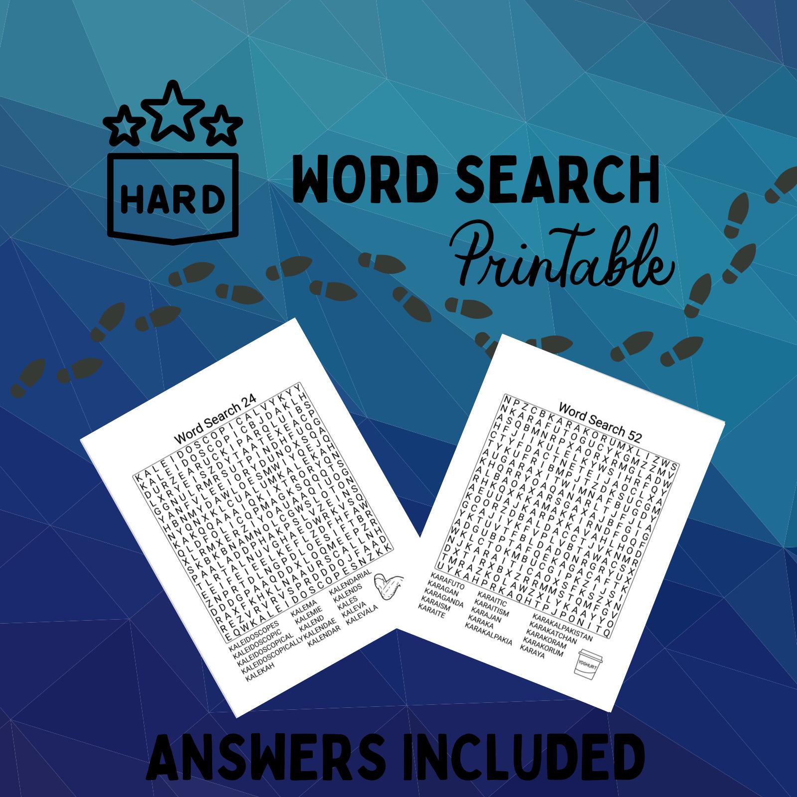 Letter L Word Search for Adults Large Print 100 Hard Puzzles PRINTABLE ...