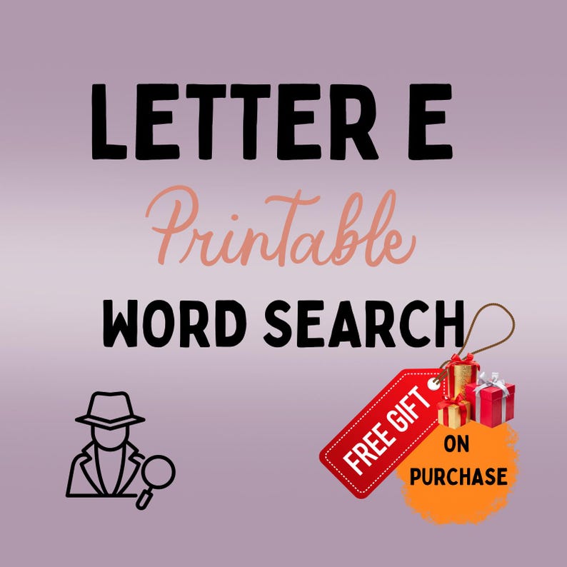 Letter E Word Search for Adults Large Print 80 Hard Puzzles PRINTABLE ...