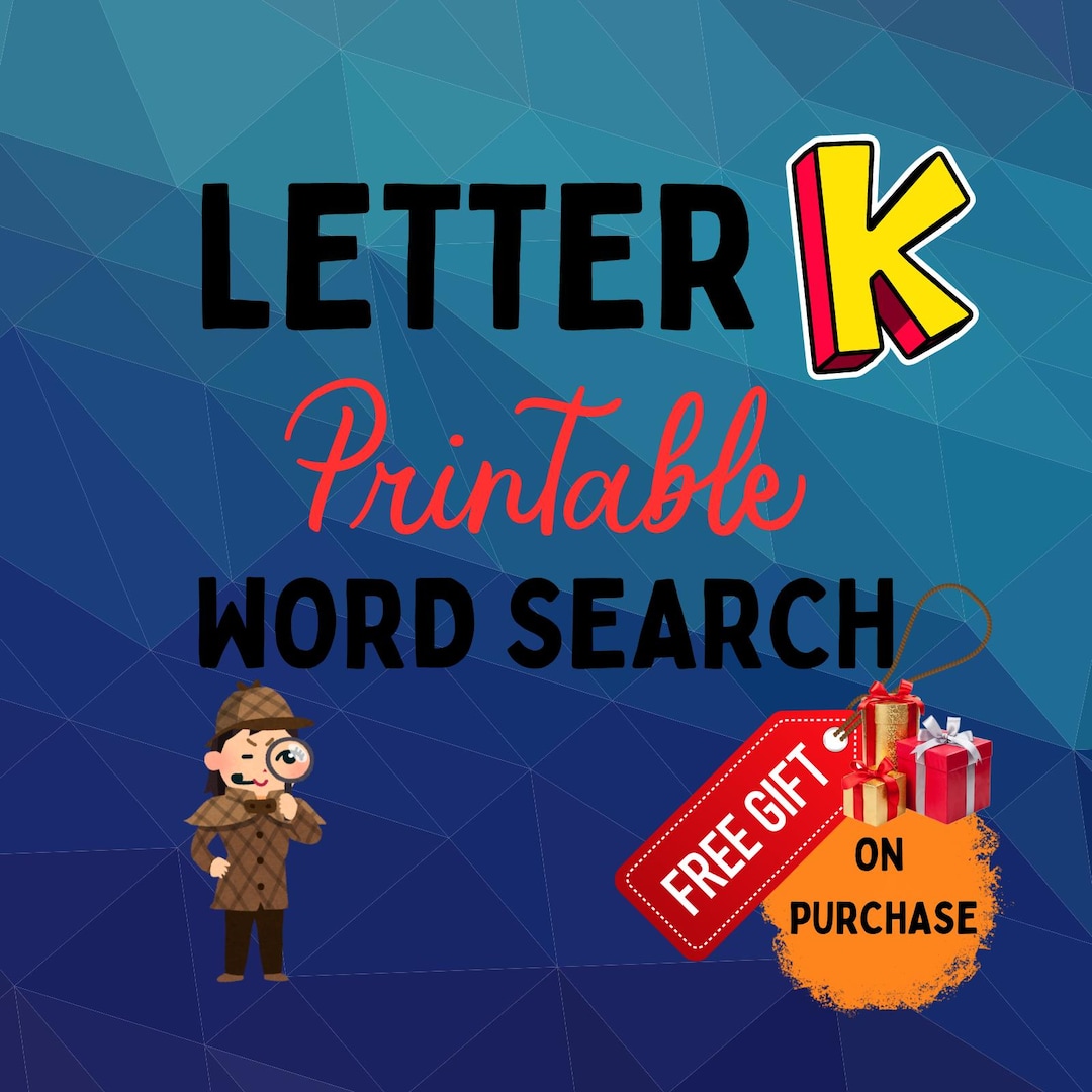 Letter K Word Search for Adults Large Print 80 Hard Puzzles PRINTABLE ...