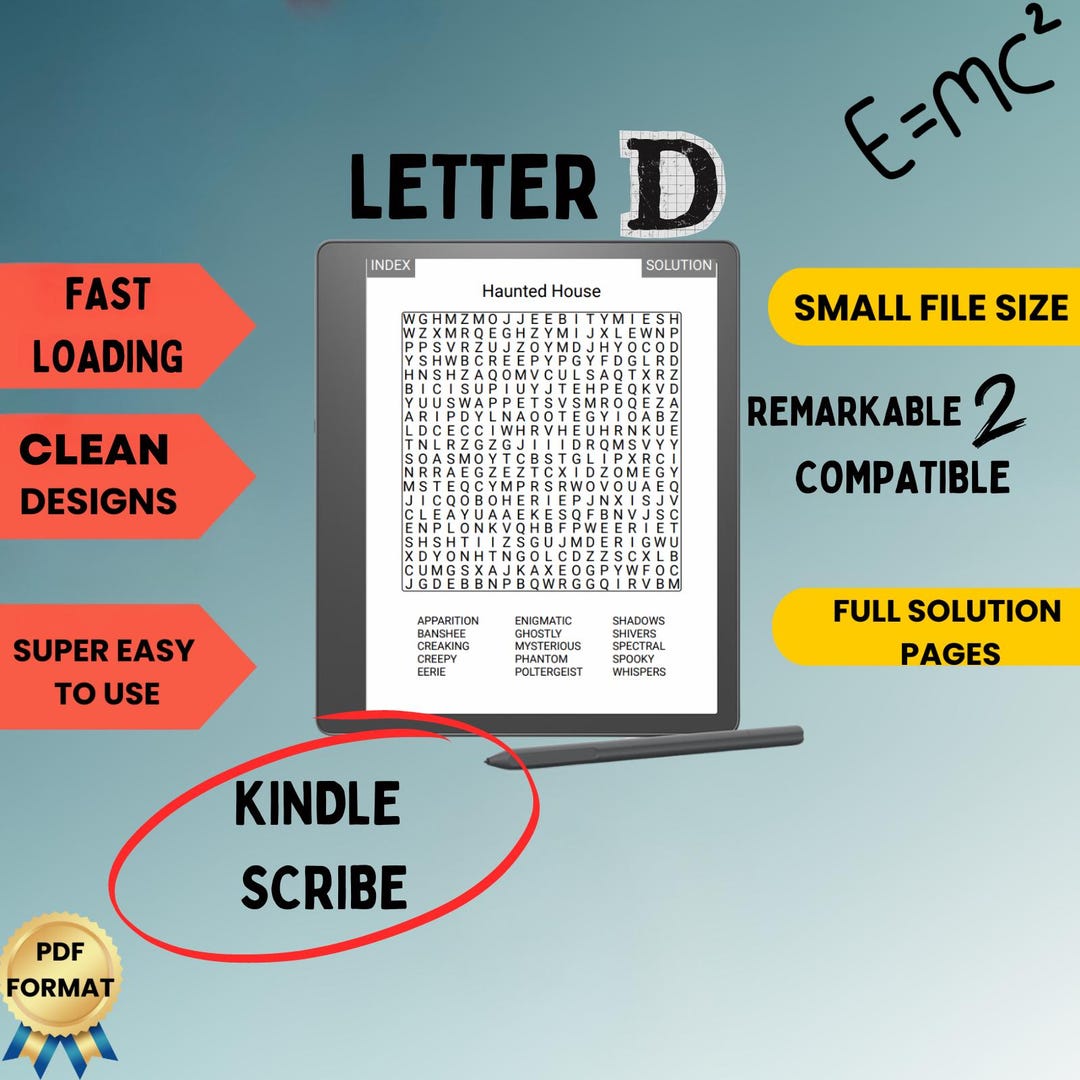 Kindle Scribe Letter D Word Search for Adults Large Print REMARKABLE ...