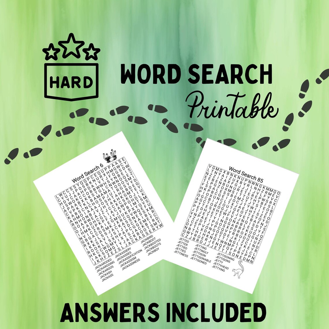 Letter J Word Search for Adults Large Print 80 Hard Puzzles PRINTABLE ...