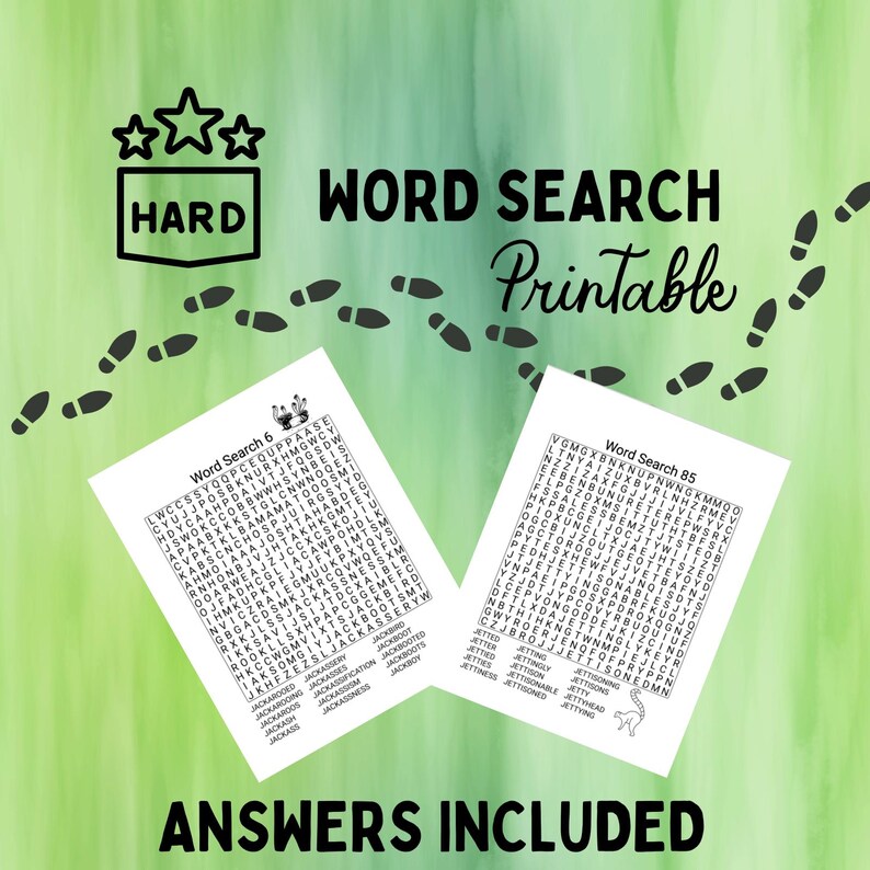 Letter J Word Search for Adults Large Print 80 Hard Puzzles PRINTABLE ...
