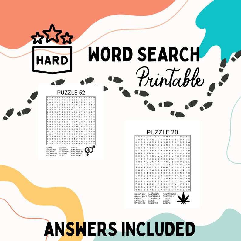 Letter G Word Search for Adults Large Print 80 Hard Puzzles PRINTABLE ...