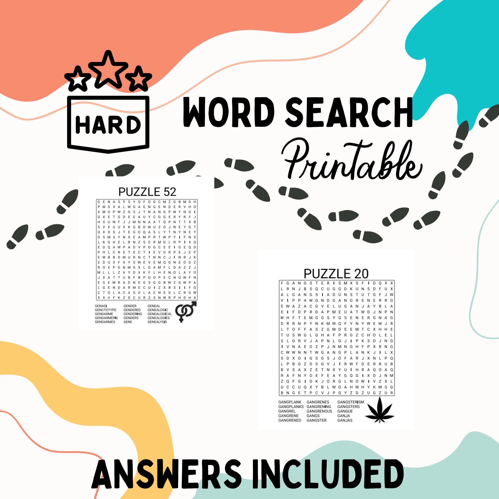 Letter G Word Search for Adults Large Print 80 Hard Puzzles PRINTABLE ...