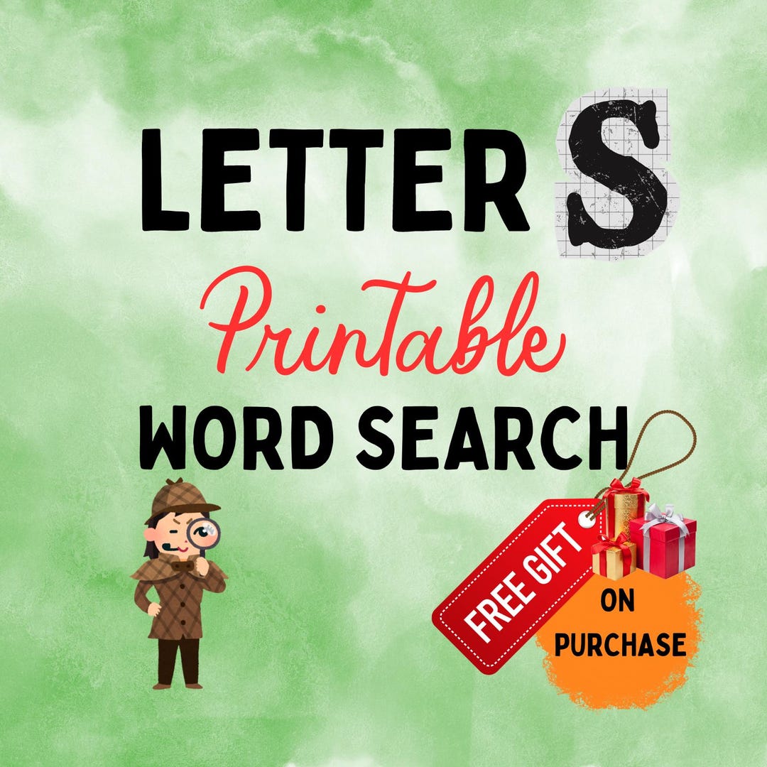 Letter S Word Search for Adults Large Print 100 Hard Puzzles PRINTABLE ...