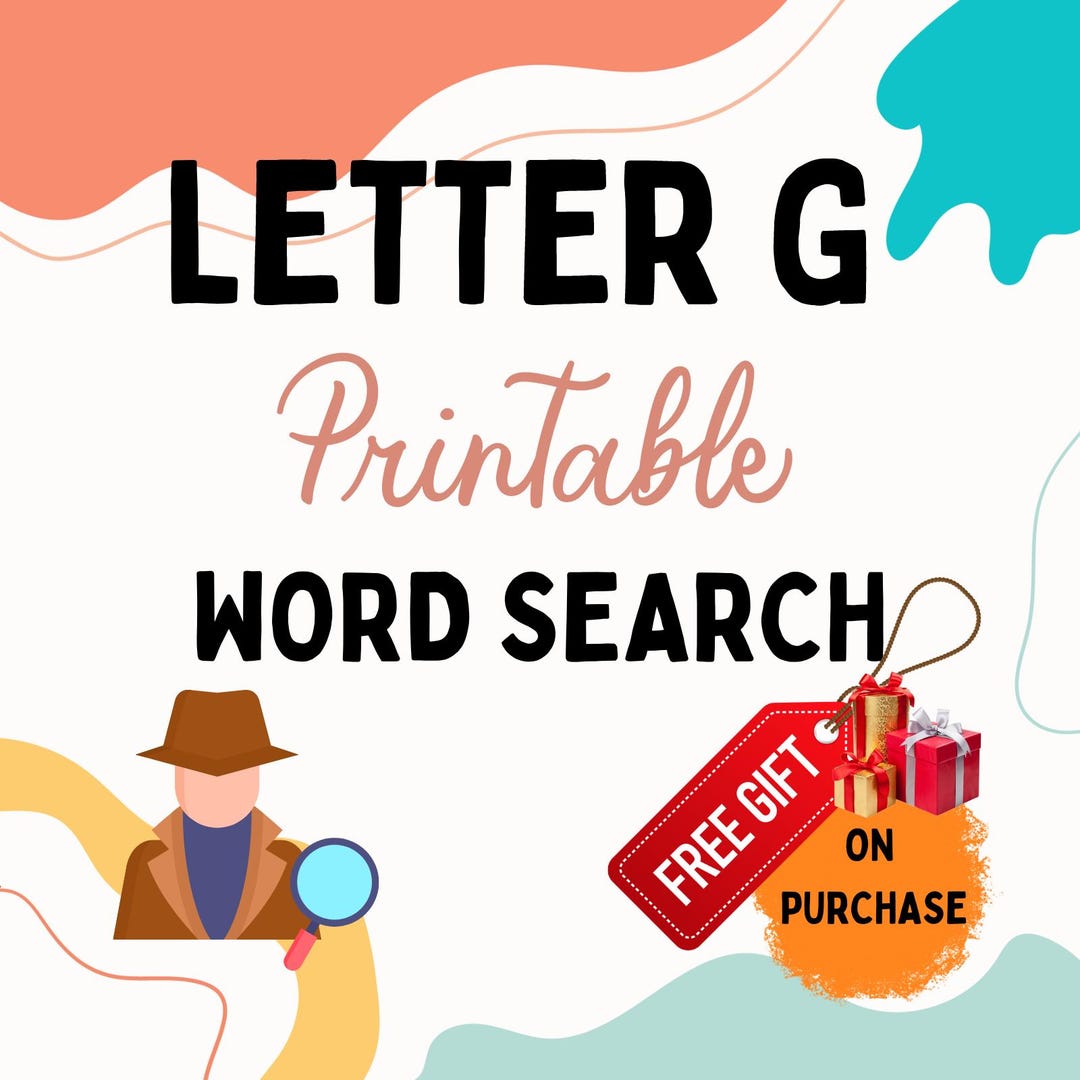 Letter G Word Search for Adults Large Print 80 Hard Puzzles PRINTABLE ...